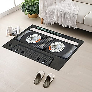 GUBIYU Music Record Black Area Rug Runner Music Carpet for Bedroom Living Room Classroom Study Playing Non-Slip Floor Mat Carpet Cool Rug Music Room Decor for Men Home Decor Rugs 23.6x35.4 Inches