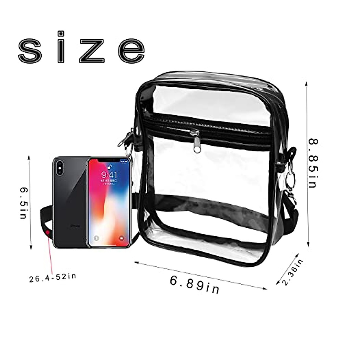 Grezea Clear Bag Stadium Approved, Crossbody Bags, Small Transparent Purse for Women See Through Handbag with Adjustable Strap for Concerts Sports Events, Fans, Game, Festivals…