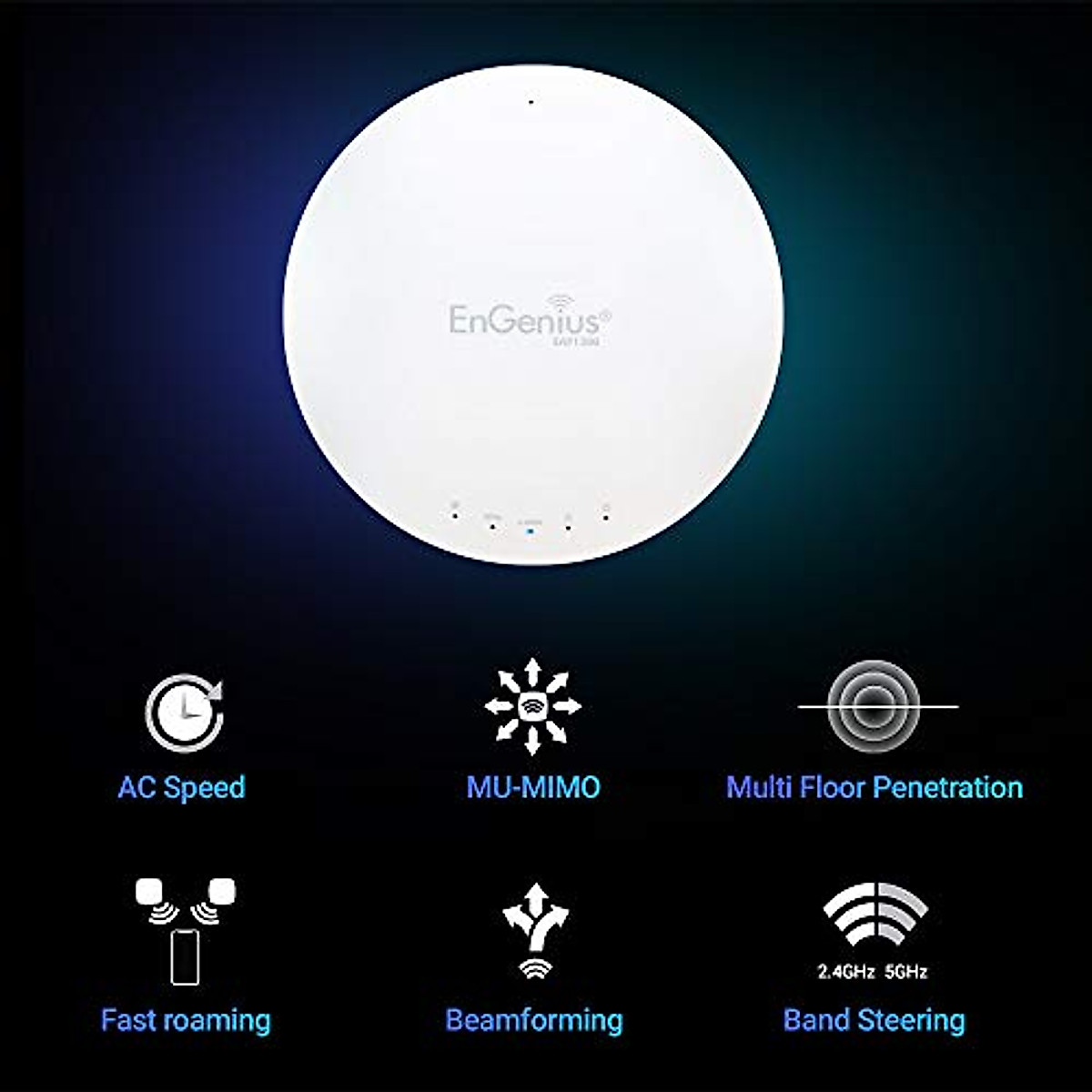 EnGenius Technologies EAP1300 Wi-Fi 5 (802.11ac Wave 2) 2x2 Managed Indoor Wireless Access Point Features Quad-Core Processors, MU-MIMO, High Powered 23dBm, GigaE Port (Mounting Kit Included)