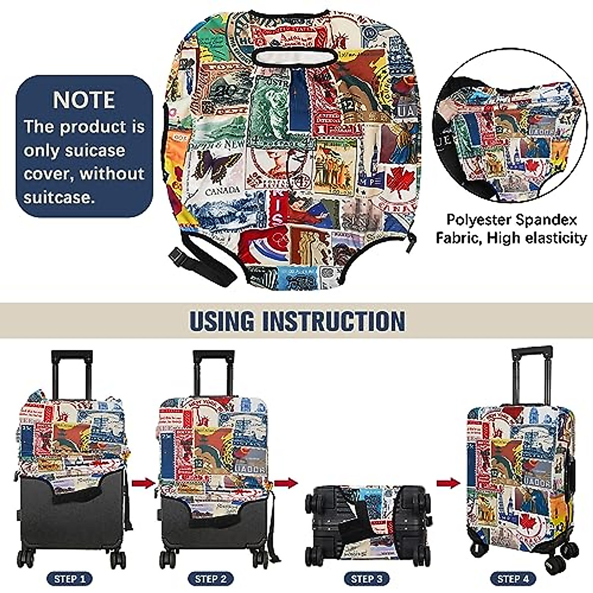 Lefowru Luggage Cover Protector Travel Suitcase Covers Protective Skin for Carry On Baggage Fit 18-20 Inch Luggage