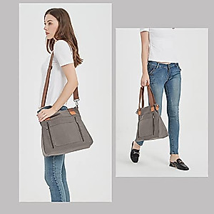 Eamom Purses and Handbags School Tote Bag Canvas Purses for Women Large Crossbody Bag for Women Canvas Shoulder Bag (Coffee)