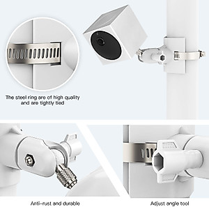 Holaca Pole Mounting Bracket for Wyze Cam Outdoor/V3/V3 Pro/V4,Adjustable Wall Mount for Wyze Camera Home Camera System,Applicable Pipe Diameter Size 1.18-7.87 inch (30mm-200mm) White