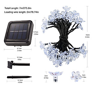 WONFAST Solar Flower Lights,Waterproof 23ft/7M 50LED Peach Blossom Flower Solar Fairy Decorative String Lights for Outdoor Gardens Homes Wedding Christmas Party Lighting Decorations (Pink)