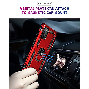 YZOK for Samsung Galaxy A03S Case,Galaxy A03S Case with HD Screen Protector,[Military Grade] Ring Car Mount Kickstand Hybrid Hard PC Soft TPU Shockproof Protective Case for Samsung A03S (Red)