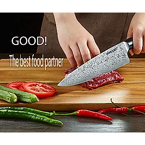WPCCD Professional Chef Knife Three Rivets Chef's Knife-Pro Chef Knife 8 Inch High Carbon German Steel Peeling Knife Bread Knife Ergonomic Knife Handle Black Kitchen Knife Luxury Gift Box