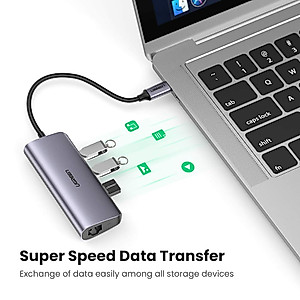 UGREEN USB C Hub Type C to 3 Port USB 3.0 Dock with Gigabit Ethernet Adapter Micro USB Power Compatible with MacBook Pro Air Mac Mini Dell XPS Chromebook Pixel Surface Book 2 Samsung S10 S9 Plus S8