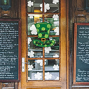 Whaline St. Patrick's Day Wooden Hanging Sign Leprechaun Hat Irish Door Decoration Green St. Patrick's Day Hat Welcome Sign for Irish Holiday Home Indoor Outdoor Farmhouse Window