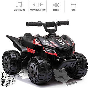 AVRCECI Kids ATV Electric Vehicles 4 Wheeler Toddler Car with Four Wheels,Music,DIY Sticker,6V Battery Powered Quad for Boys Girls,Ride on Car