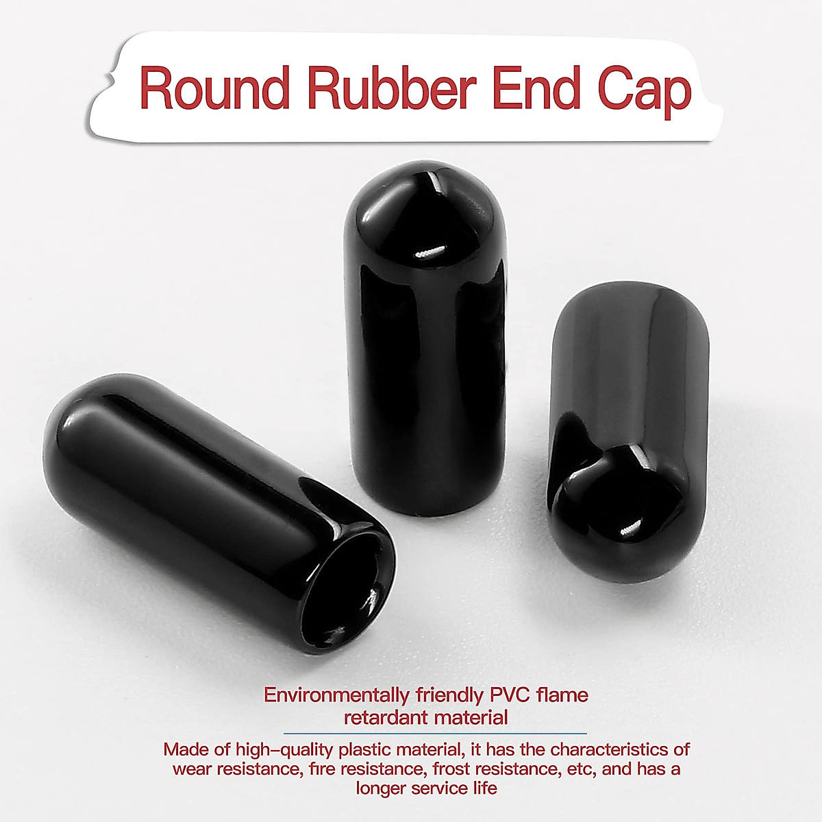 Jamiikury 60PCS Screw Thread Protectors 5mm ID Rubber End Caps Vinyl Flexible End Caps Round Tube Bolt Cap (Black, 60PCS)