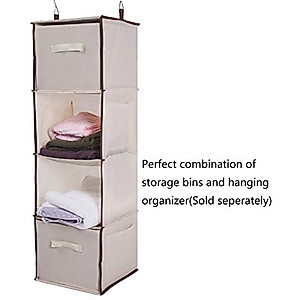 Amelitory Storage Bins Foldable Cube Organizer Fabric Drawer Set of 2 Beige
