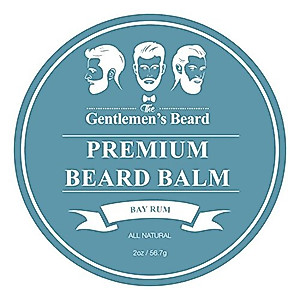 The Gentlemen's Beard Premium Bay Rum Beard Balm - Leave-in Conditioner & Softener - All Natural - Styles, Strengthens, Thickens & Softens Promoting Healthier Beard & Mustache Growth