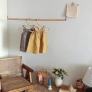 Rattan Hanger Kids Garments Organizer Rack Hat Hanging Hook Hooks Hanger Kids Room Rattan Wall Children's Hanger Decor