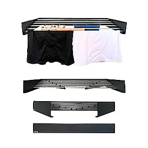 LEBENSART Laundry Drying Rack, Stainless Steel Collapsible Wall Mounted Space Saving Clothes Drying Rack, Indoor and Outdoor Foldable Drying Rack, 60lbs-20 Ft Drying Capacity, 40" (Anthracite Gray)