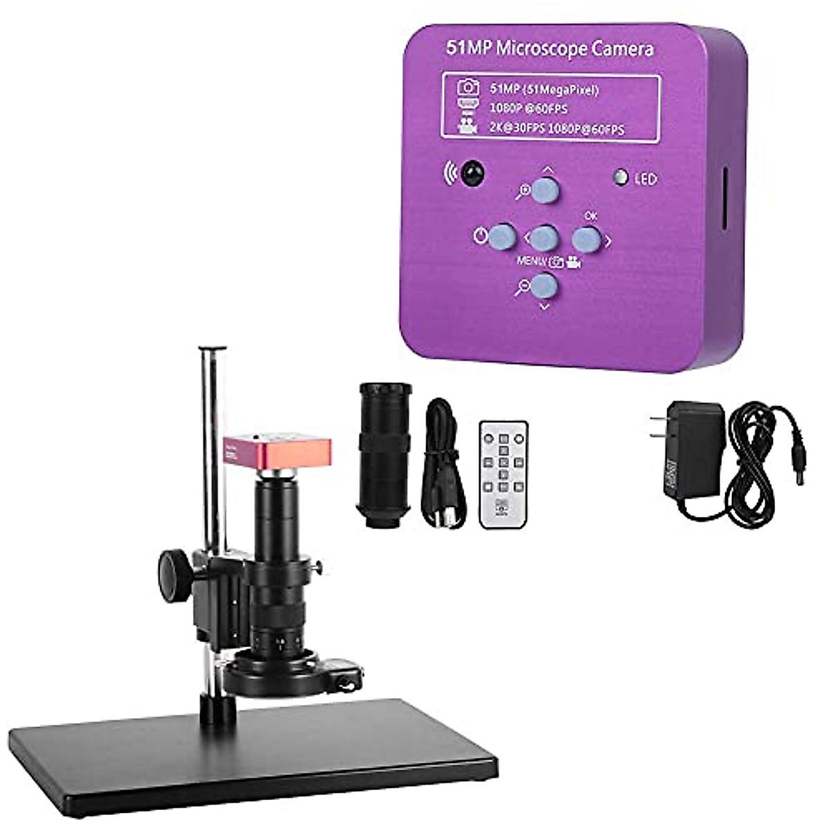 51MP HDMI Microscope Camera Digital Microscope Video Camera Industrial Electronic USB Microscope 120X C Mount Lens with Remote Control