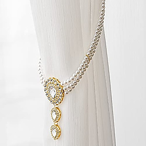 Luxury Pearl Magnetic Curtain Tieback Holdbacks Holder for Window Curtain Panels, Drapes, Home Decor（2 Pack） (Classical design1)