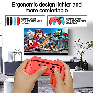 Switch Accessories Bundle for Nintendo Switch, Kit with Carrying Case, Screen Protector,Charging Dock,Compact Playstand,Protective Case,Game Case,Joystick Cap,Grip (16-in-1)