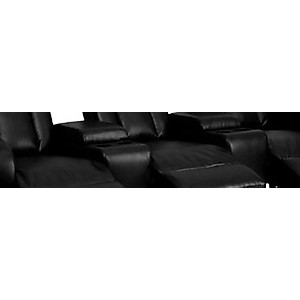 Flash Furniture Eclipse Series 3-Seat Reclining Black LeatherSoft Theater Seating Unit with Cup Holders