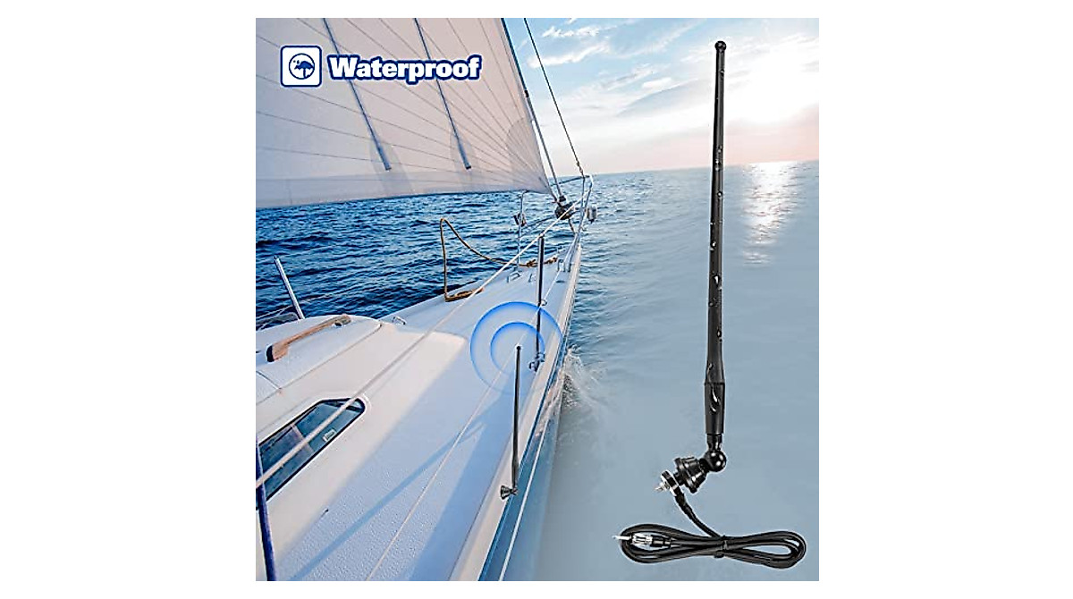 Eightwood 16-Inch Marine Radio Antenna for Boat & RV | Waterproof FM/AM
