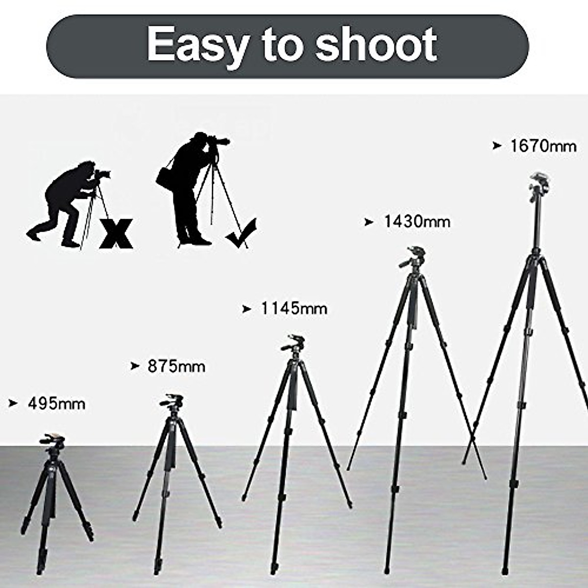 Gosky Tripod -Travel Portable Tripod for Spotting scopes, Binoculars, camcorders, or SLR Cameras (Pro Tripod (61-inch))