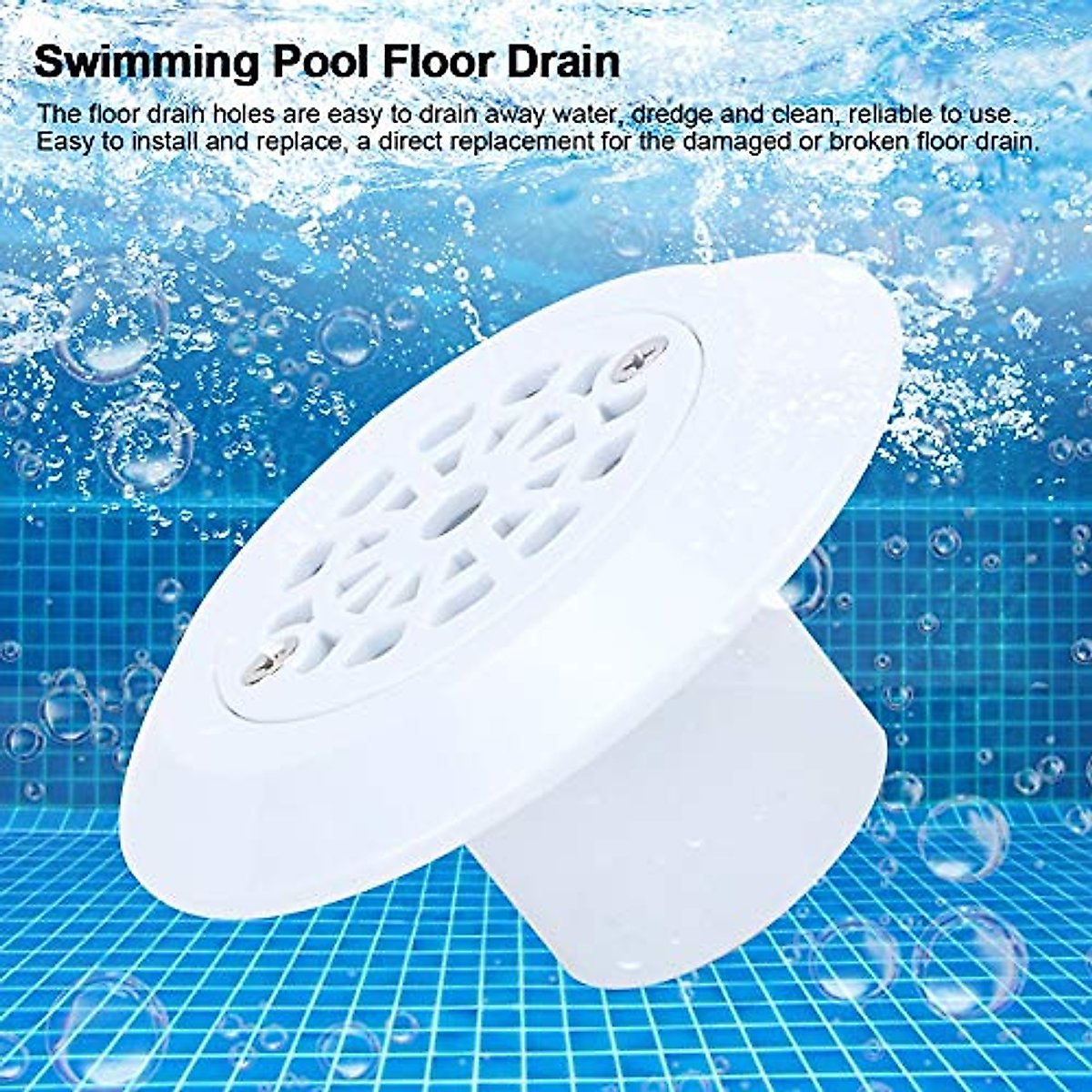 Qinlorgo Easy to Install and Replace Floor Drain, Swimming Pool Drainer, Abs Material Filter Type Sturdy Home for Swimming Pool Use Garden(1.5 inch)