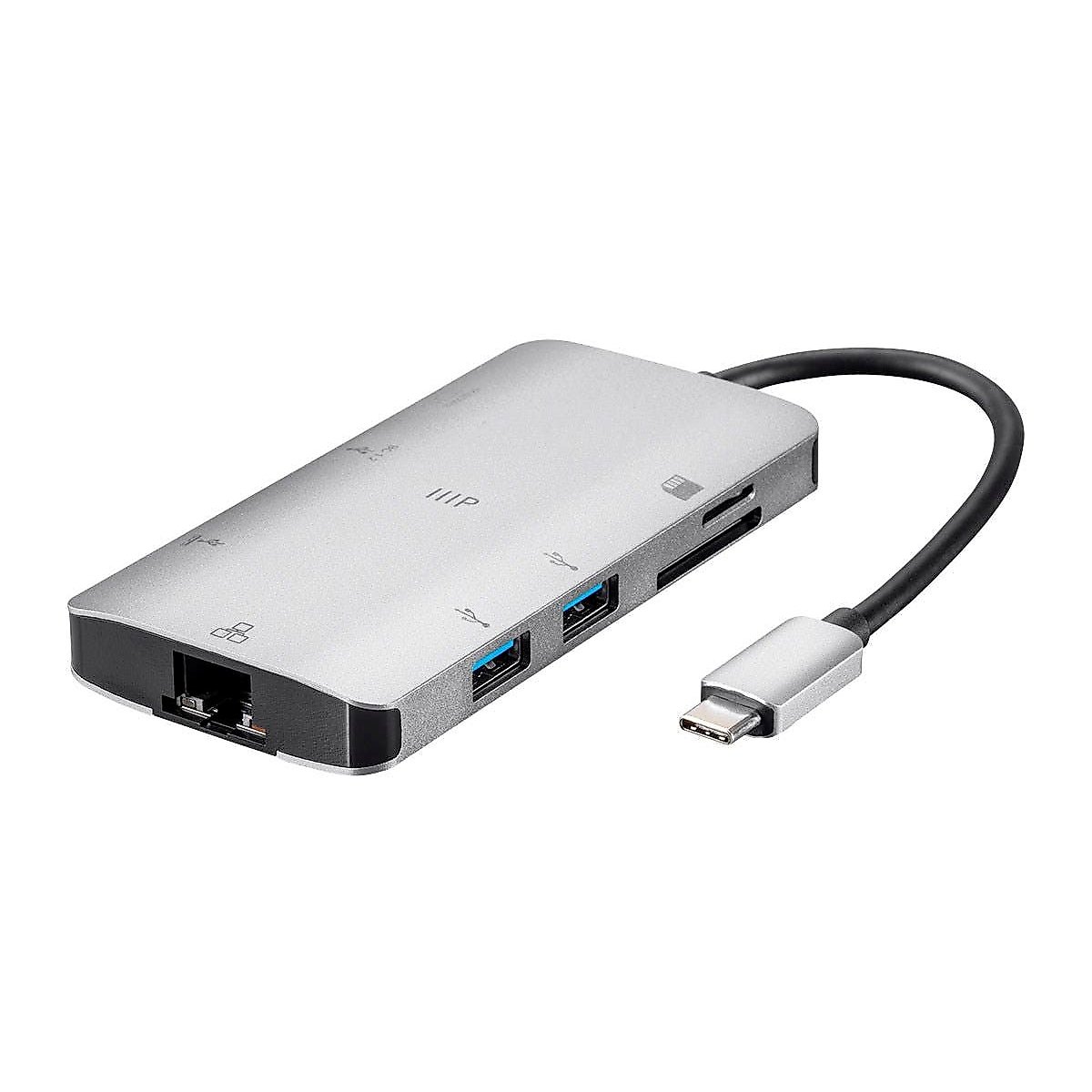 Monoprice USB-C to HDMI Adapter - Gigabit Ethernet, 3-Port USB 3.0, Card Reader, USB-C 100W, Power Delivery - Consul Series
