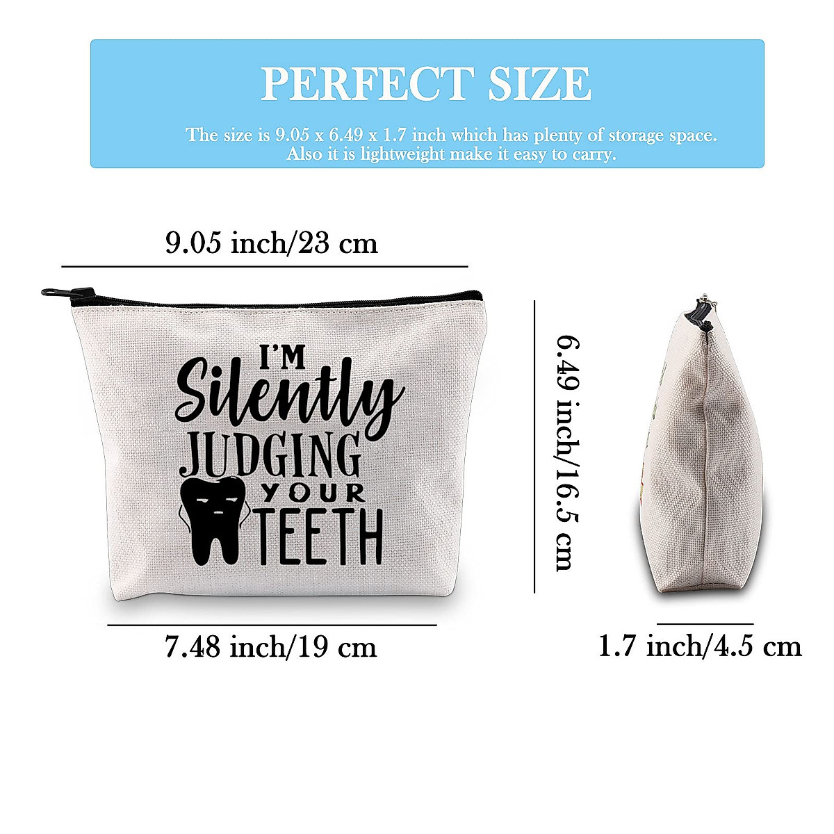 Dentist Gift Dental Hygienist Gift Dental Assistant Gift I’m Silently Judging Your Teeth Dental Graduation Zipper Pouch bag (Judging Your Teeth Bag)