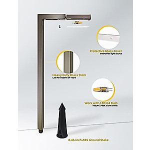 COLOER Low Voltage Pathway Lights,12-15V AC/DC Garden Path Lights, Brass Outdoor Yard Lights Electric, Landscape Driveway Lights for Yard, IP65 Waterproof Landscape Lighting (1-Pack Without Bulb)