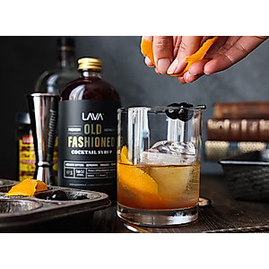 LAVA Premium Aromatic Old Fashioned Cocktail Syrup 16oz, Makes 32 Cocktails, Made with Aromatic Bitters, Demerara, Marasca Cherry, Orange Zest, Hazelnut and Cinnamon. Ready to Use. Just Add Whiskey.
