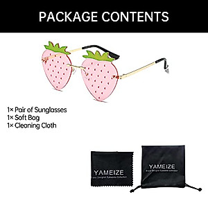 YAMEIZE Unique Strawberry Sunglasses Funky Cute - Women Men Festival Party Rave Halloween Christmas Colorful Eye Glasses