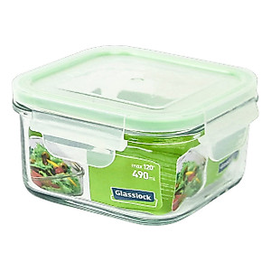 Square Tempered Glass Food Container 17-ounce/490ml RP523 - Glasslock Airtight Anti Spill