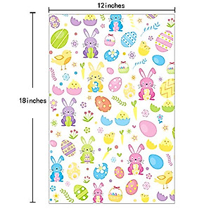 Kolewo4ever 40pcs Easter Cellophane Bags Pull Bow Set 20 pcs Easter Basket Bags Wine Bottles Cellophane Wrap Perfect for Gift, Presents, with 20pcs Pull Bows (12x18 inch)