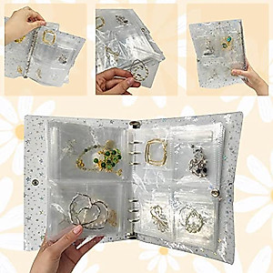 2Pcs Organizer Jewelry Storage Book Cases Container Portable Travel Storage Album for Ring, Earring, Necklace, Bracelets, Studs, Beads (2 A5 Cases, 100 Grids, 100 Thicken PVC Zipper Bags)
