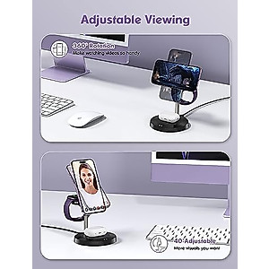 3 in 1 Wireless Charging Station for Multiple Devices Apple, Aeinidi 15W Fast Mag-Safe Charger Stand, Magnetic Charger for iPhone 14 13 12 Pro Max/Plus/Pro/Mini, Apple Watch, AirPods Pro 3 2, Black