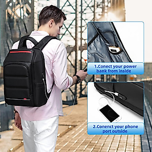 Eurcool Laptop Backpack for Men,Multifunction Business 15.6 inch Laptop Backpack,with USB Charging Port Travel Bag, Black-03, Large
