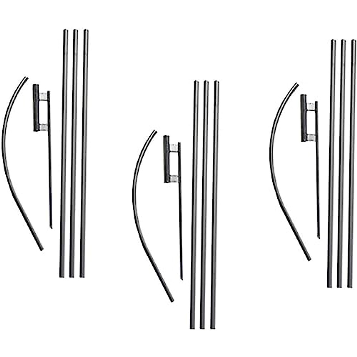 Swooper Flutter Flag Hardware-THREE 4 Piece Pole Kits with Ground Spikes