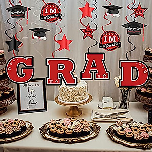 Bunny Chorus Graduation Party Decorations 2022, 36 Pcs Class of 2022 Graduation Party Supplies, Hanging Swirls Red and Black Graduation Decorations 2022, Congrats Grad Party Favors, No DIY Required