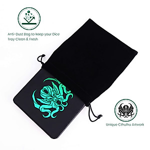 Guarida Dice - 7" Rolling Dice Tray with Strong Magnetic Lid and Rolling Surface - Ample Storage and Case Organizer for All Your Dice and Minis! Perfect for DND or Any Dice RPG Games - Green Cthulhu