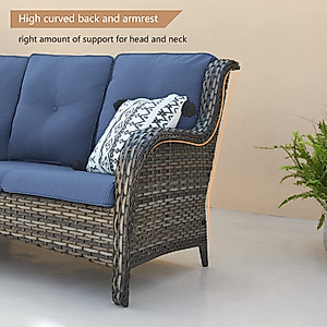 HUMMUH Patio Furniture with Fire Pit,PE Wicker Outdoor Couch and Love Seats,Patio Swivel Chairs and Ottomans,7 Piece Conversation Sets with 30in 55,000 BTU Propane Gas Fire Pit Table