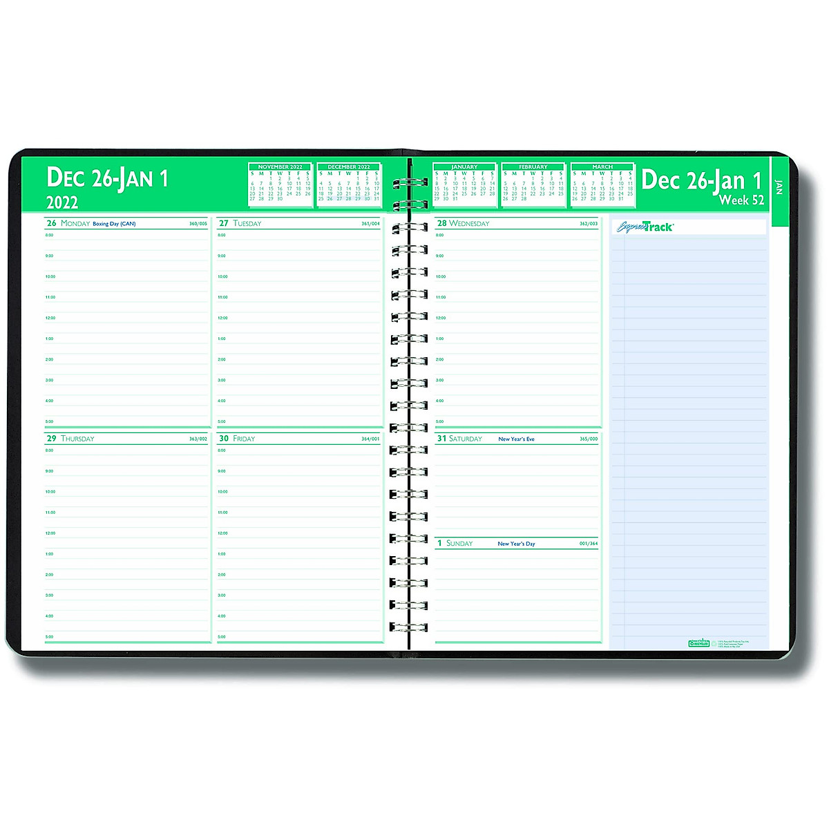 House of Doolittle Express Track Recycled Weekly Appointment Book/Monthly Planner, 11 x 8.5, Black Cover, 13-Month (Jan to Jan): 2023 to 2024