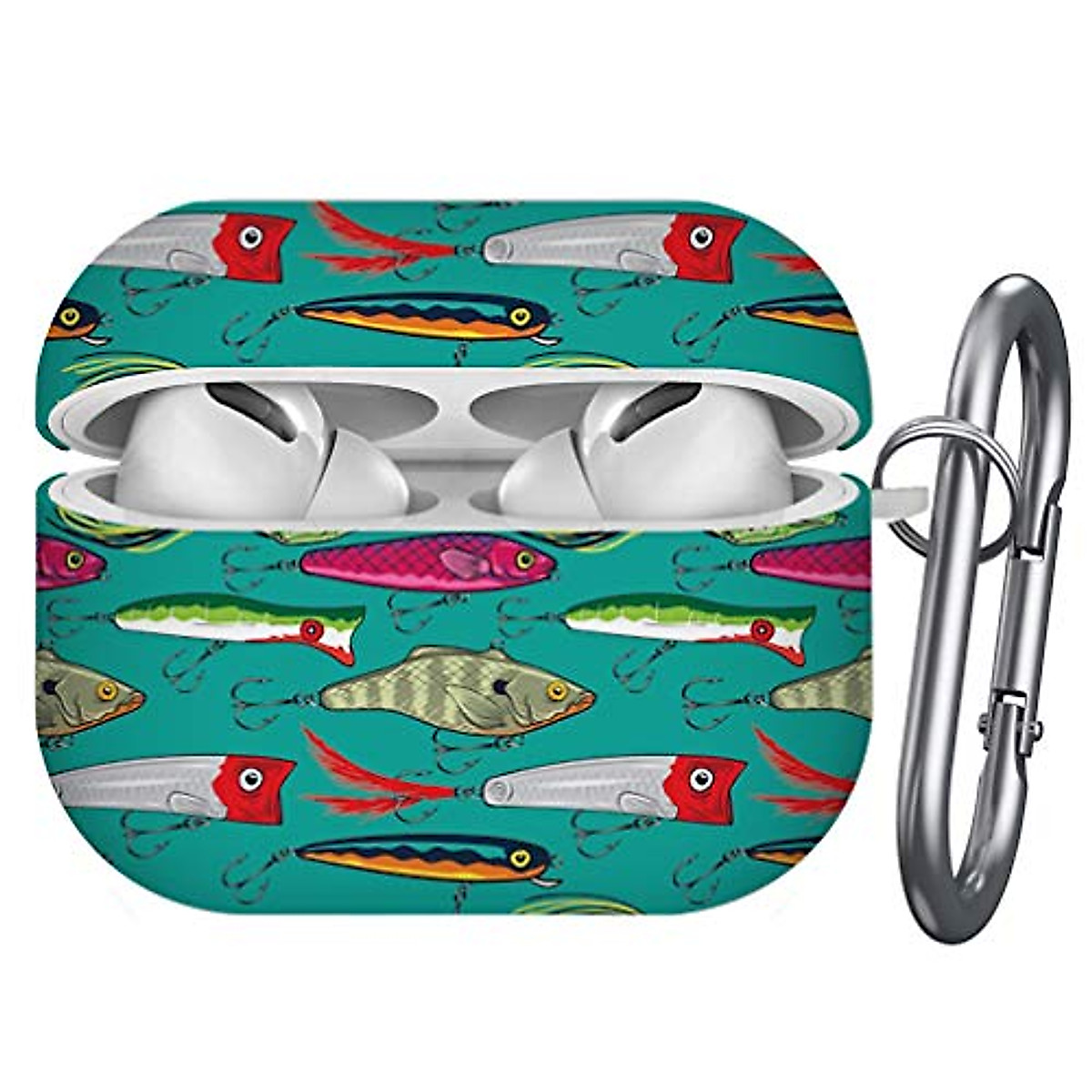 Art-Strap Protective Case, Compatible with AirPods Pro - Shockproof Soft TPU Gel Case Cover with Keychain Carabiner Replacement for Apple AirPods Pro (Pop Colorful Fishing Lures)