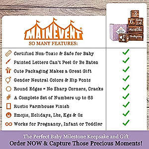 MAINEVENT Farmhouse Baby Monthly Milestone Blocks, Age Blocks for Baby Milestone, Baby Gifts for Baby Shower, Newborn Photography, Baby Photo Props, Month Milestone Blocks