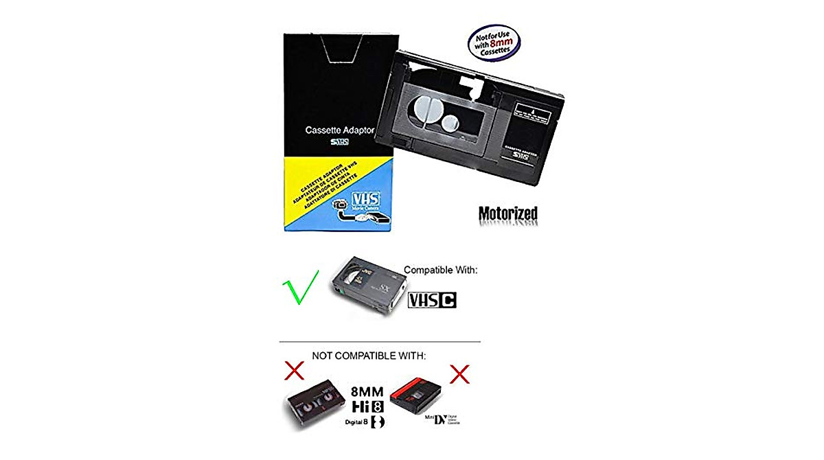 Motorized VHS-C to VHS Cassette Adapter - Instant Playback