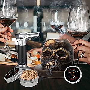 Whiskey Smoker Kit, Cocktail Smoker Kit with Torch, 4 Flavored Wood Chips for Skull Old Fashioned Smoker Kit, Bourbon Whiskey Drink Smoked Infuser Gifts for Father, Husband, Friends (No Butane)