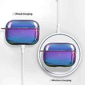 MOLOPPO Case for Airpods Pro,Clear Hard PC Protective Case Colorful AirPods Pro Cover Skin Compatible with AirPods Pro with Butterfly Bracelet for Women Girls Teen(Glittery Purple)