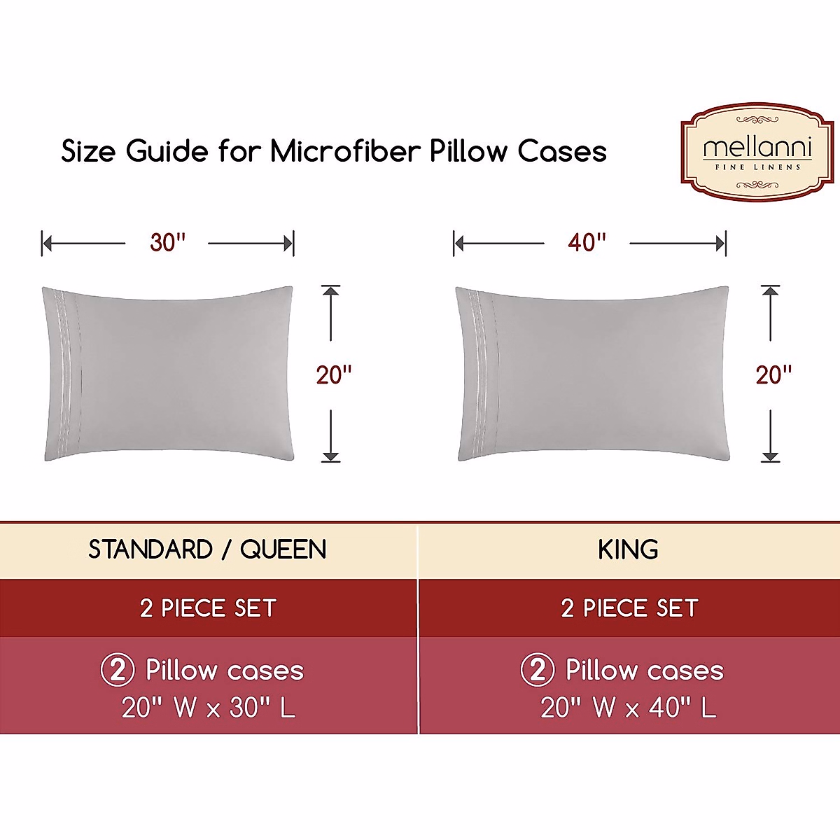 Mellanni Pillow Cases - Luxury, Extra Soft, Cooling Pillow Covers - 2 PC Iconic Collection Pillowcases - Envelope Closure (King 20" x 40", Gold)