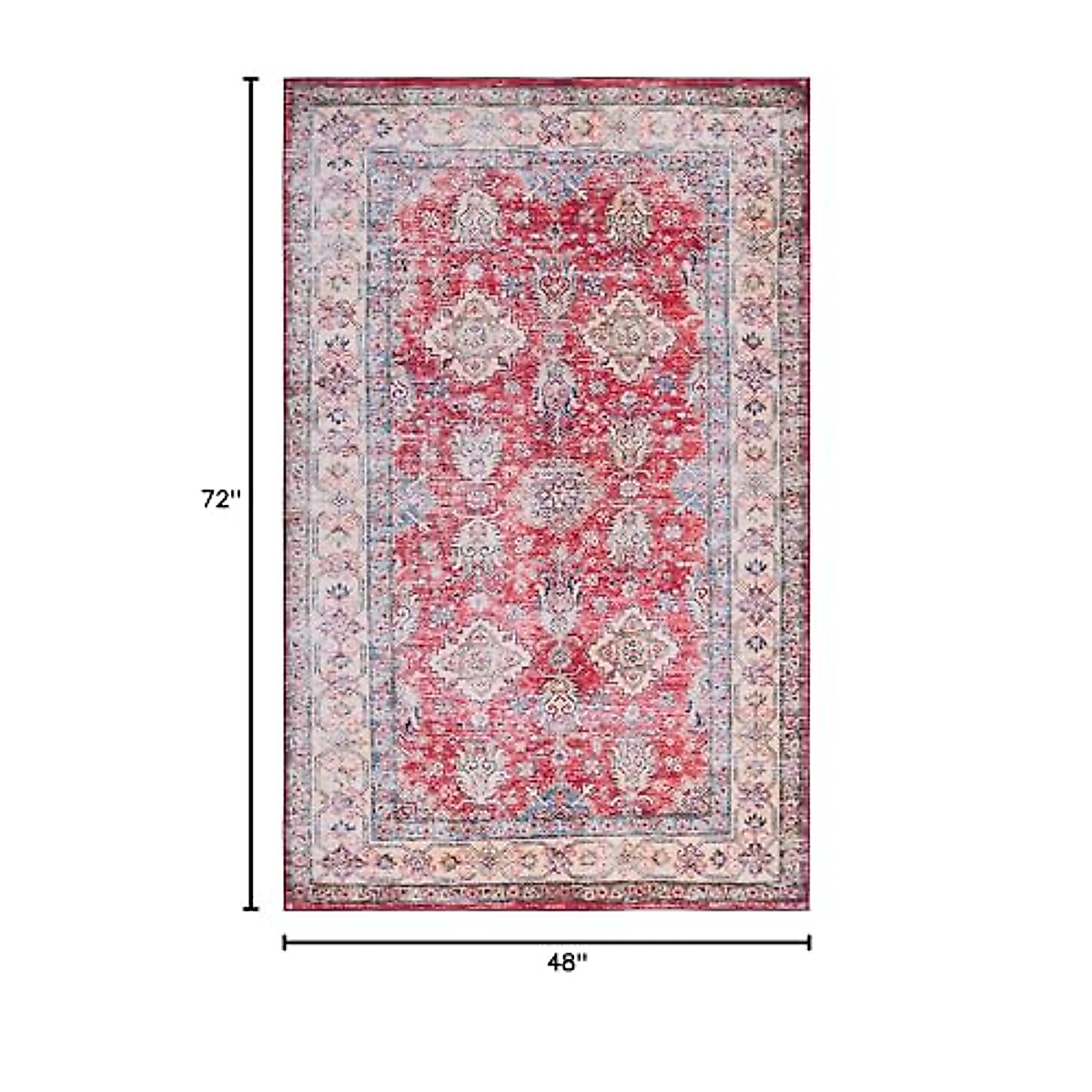 SAFAVIEH Tucson Collection Accent Rug - 4' x 6', Rust & Beige, Persian Design, Non-Shedding Machine Washable & Slip Resistant Ideal for High Traffic Areas in Entryway, Living Room, Bedroom (TSN196P)
