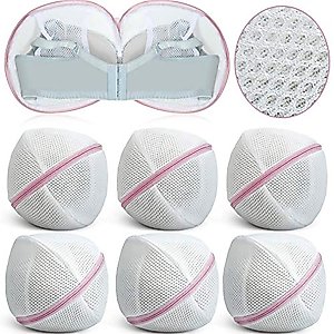 6 Pieces Bra Washing Bag for Laundry Mesh Wash Bag Laundry Bags Lingerie Bag Underwear Brassiere Washing Bags with Zipper for Women Laundry Storage (Pink)