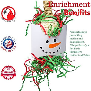 Bonka Bird Toys Christmas Xmas Santa Claus Reindeer Snowman Small Medium Chew Forage Shred Festive Holiday Season Cockatiel Parakeet Conure and Similar (2430 Snowman)