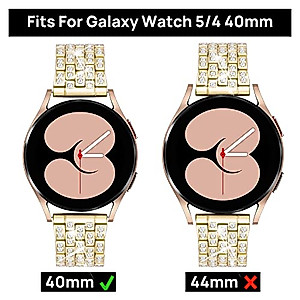 PIIMIJY PIMIIJY Band Case Compatible for Samsung Galaxy Watch 5 & 4 40mm, 20mm Women Replacement Band & 2 Pack Soft PC Protective Bumper Face Cover for Galaxy Watch 5/4(40mm/Gold)