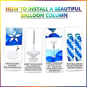 LORRILIA Balloon Column Stand Kit, Set of 4,6.7Feet Height Adjustable Balloon Tower Pillar with Reusable Metal Telescopic Design with base for Birthday arch, Wedding, Graduation Party Decoration Event
